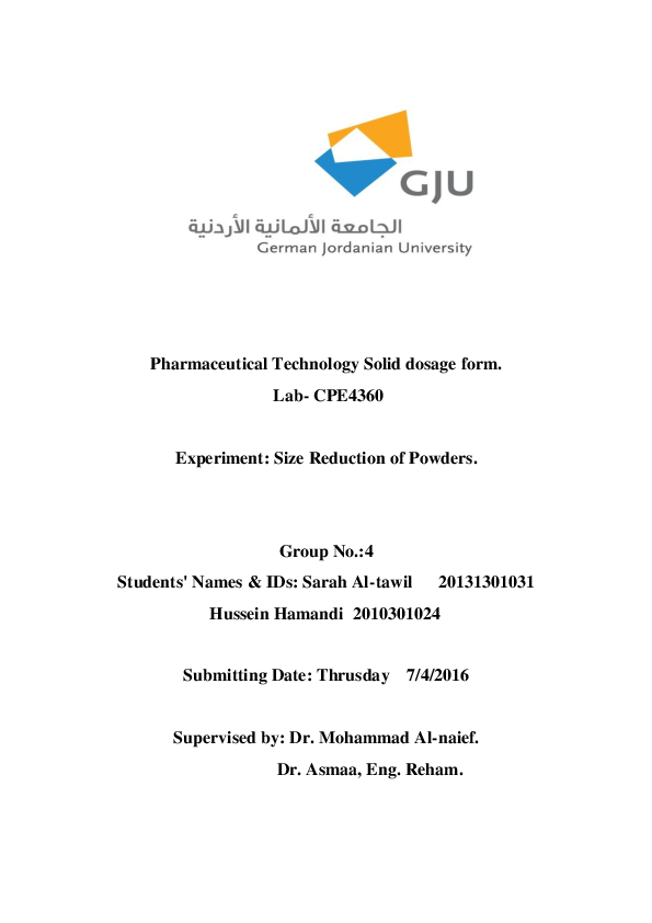 (DOC) Pharmaceutical Technology Solid dosage form