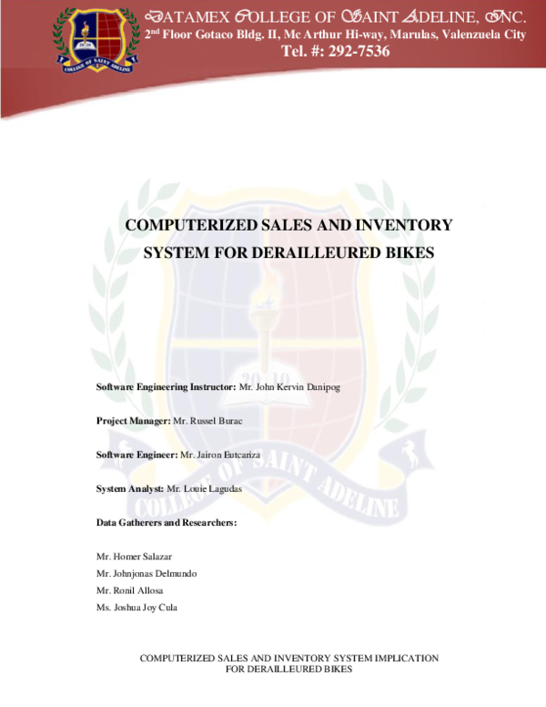 (DOC) COMPUTERIZED SALES AND INVENTORY SYSTEM FOR DERAILLEURED BIKES ...