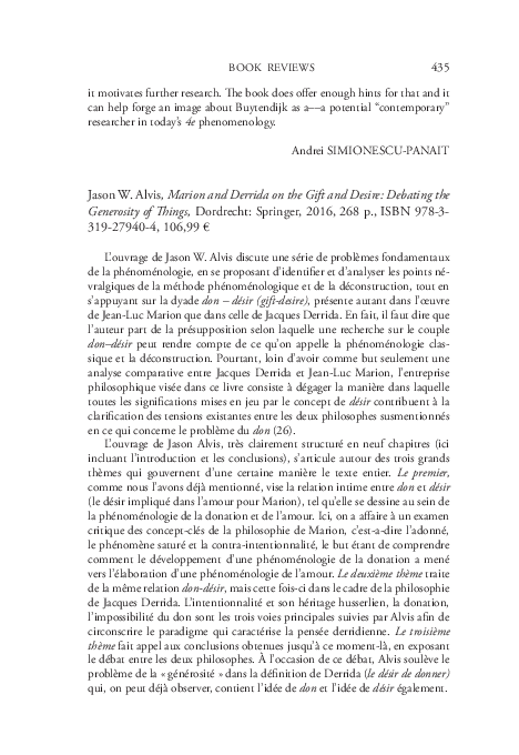 (PDF) Book Review - Jason Alvis, Marion and Derrida on the Gift and ...