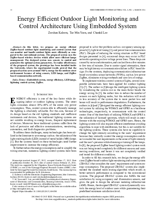 (PDF) Energy Efficient Outdoor Light Monitoring and Control ...