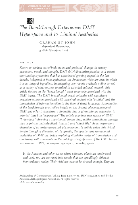 (PDF) The Breakthrough Experience: DMT Hyperspace and its Liminal ...