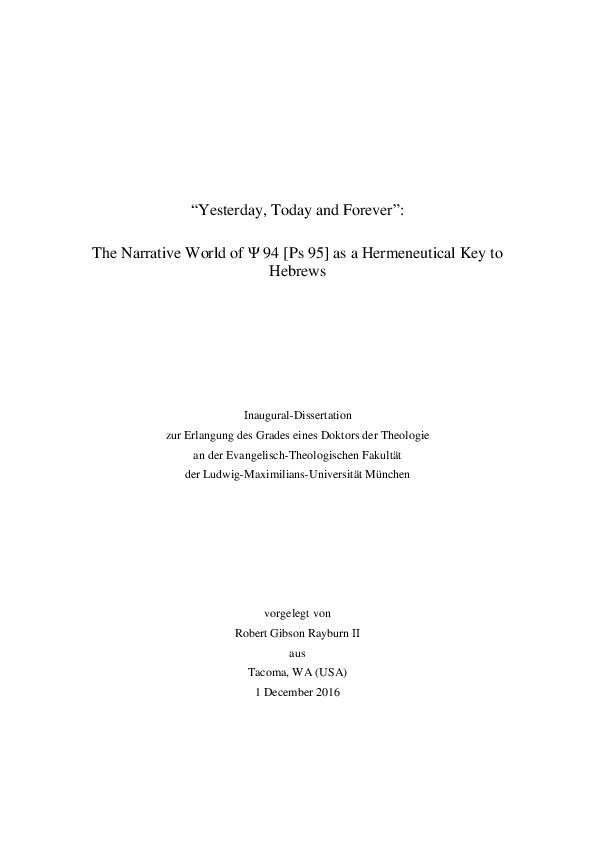 (PDF) Yesterday Today and Forever The Narrative World of Ψ 94 Ps 95 as ...