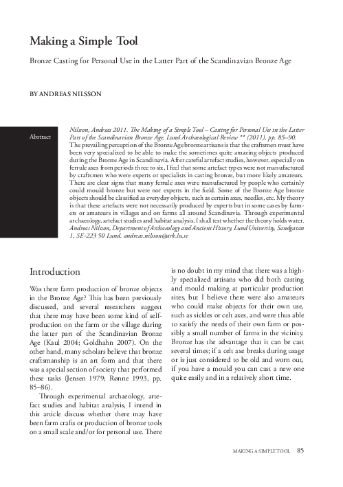 (PDF) Making a Simple Tool Bronze Casting for personal Use in the ...