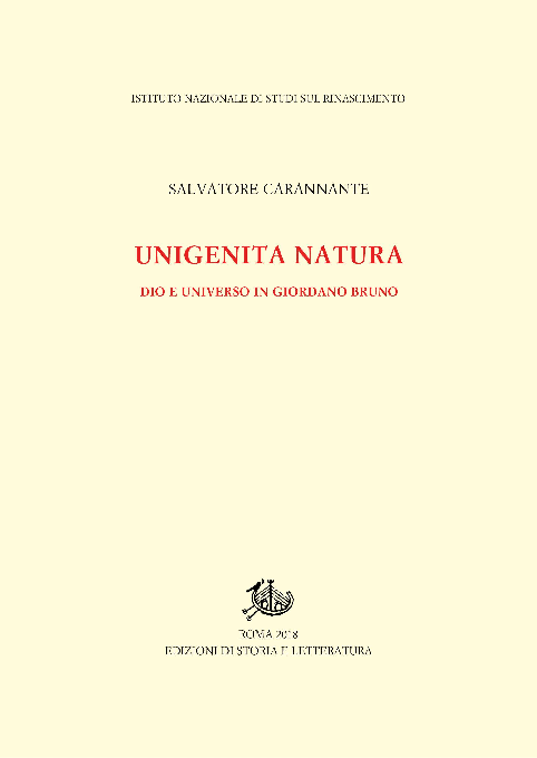 (PDF) Unigenita natura. Dio e universo in Giordano Bruno, Roma ...