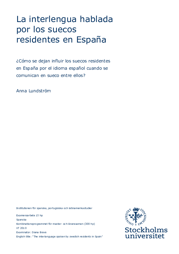(PDF) La interlengua hablada por los suecos residentes en España: ¿Cómo ...