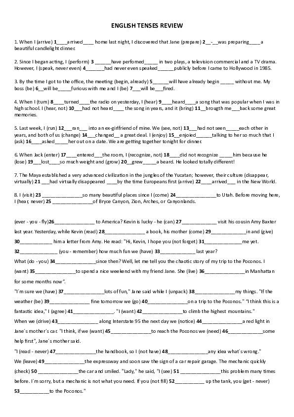 (DOC) ENGLISH TENSES REVIEW