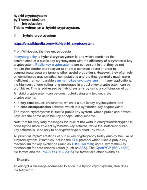 Pdf Hybrid Cryptosystem
