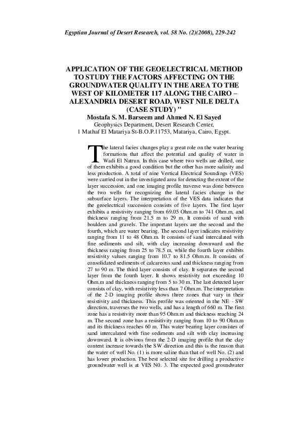 (PDF) APPLICATION OF THE GEOELECTRICAL METHOD TO STUDY THE FACTORS ...