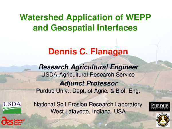 (PDF) Watershed Application of WEPP and Geospatial Interfaces | mohamed achitto - Academia.edu