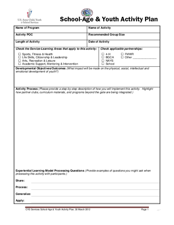 (PDF) Blank CYSS Activity Form