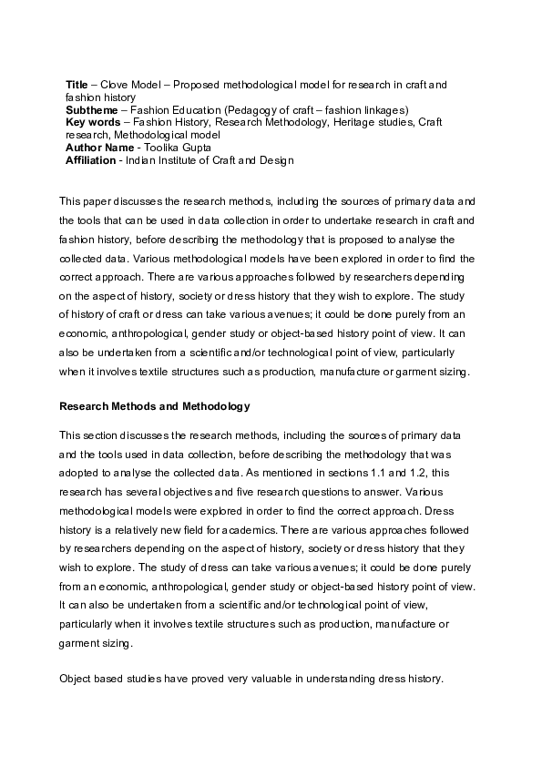 (PDF) Title – Clove Model – Proposed methodological model for research ...