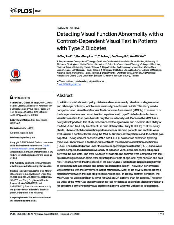 (PDF) Detecting Visual Function Abnormality with a Contrast-Dependent ...