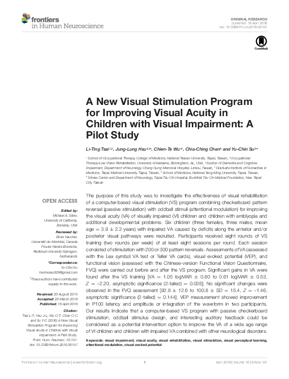 (PDF) A New Visual Stimulation Program for Improving Visual Acuity in Children with Visual ...