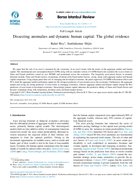 (PDF) Dissecting Anomalies and Dynamic Human Capital: The Global Evidence