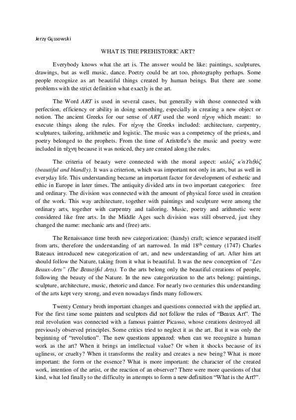 (DOC) WHAT IS THE PREHISTORIC ART