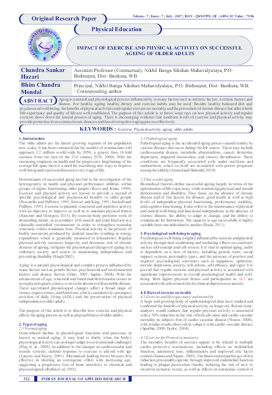 (PDF) IMPACT OF EXERCISE AND PHYSICAL ACTIVITY ON SUCCESSFUL AGEING OF ...