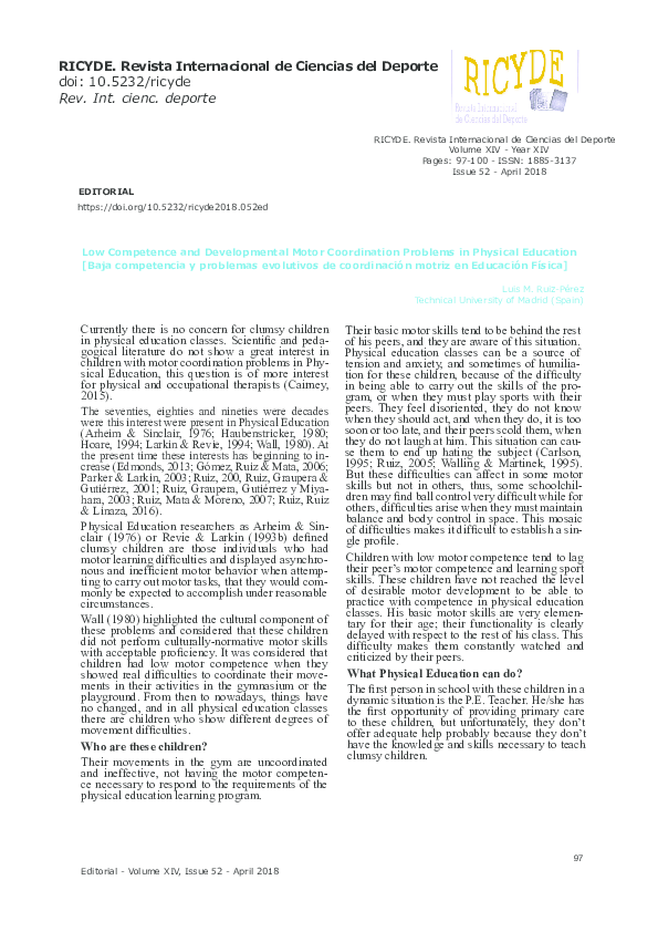 (PDF) Low Competence and Developmental Motor Coordination Problems in ...