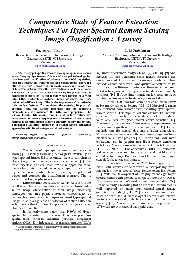 (PDF) Comparative Study of Feature Extraction Techniques For Hyper Spectral Remote Sensing Image ...