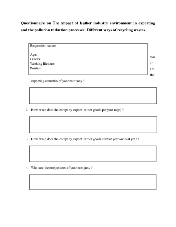 (DOC) Questionnaire on The impact of leather industry environment in ...