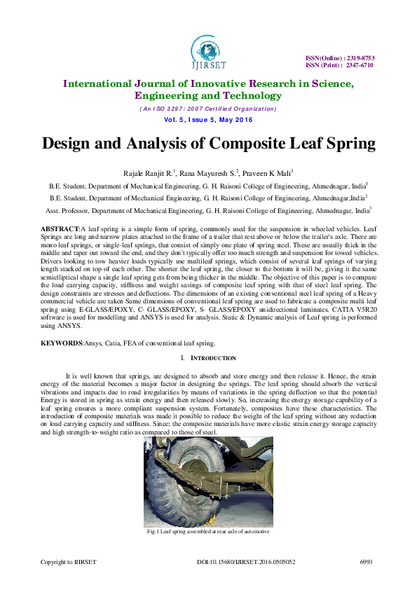 Pdf Design And Analysis Of Composite Leaf Spring