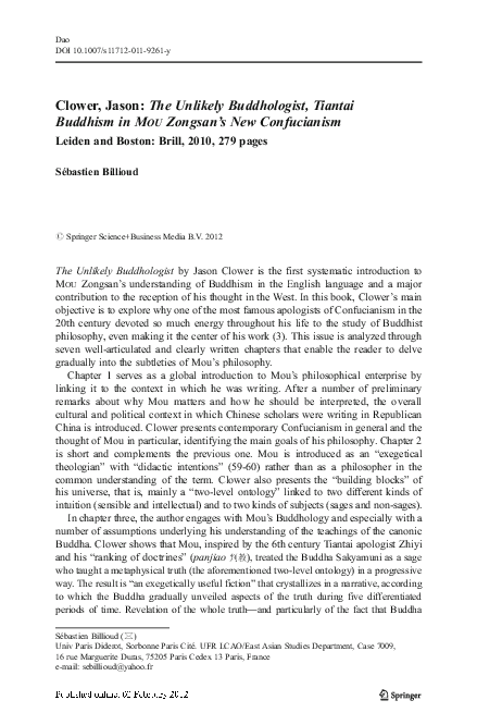 (PDF) Review of Clower, The Unlikely Buddhologist.