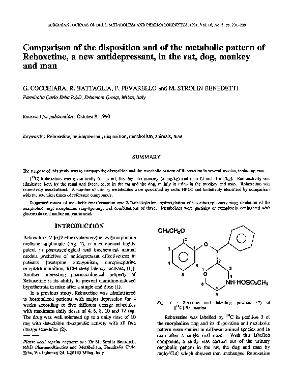 (PDF) Comparison of the disposition and of the metabolic pattern of ...