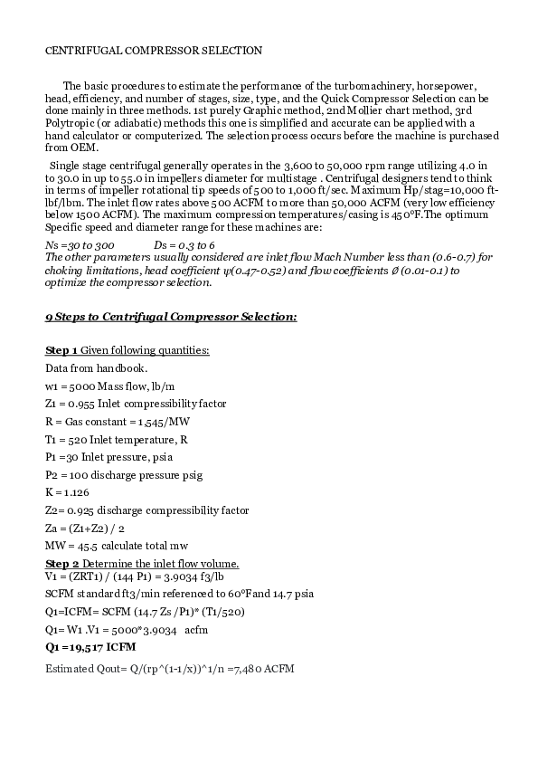 (DOC) 5 CENTRIFUGAL COMPRESSOR SELECTION