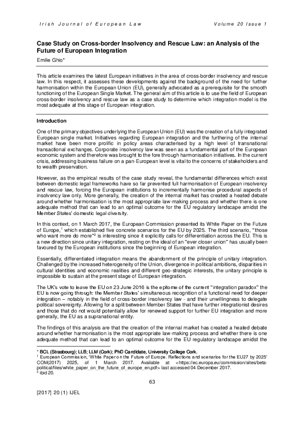 (PDF) Case Study on Cross-border Insolvency and Rescue Law: an Analysis of the Future of ...