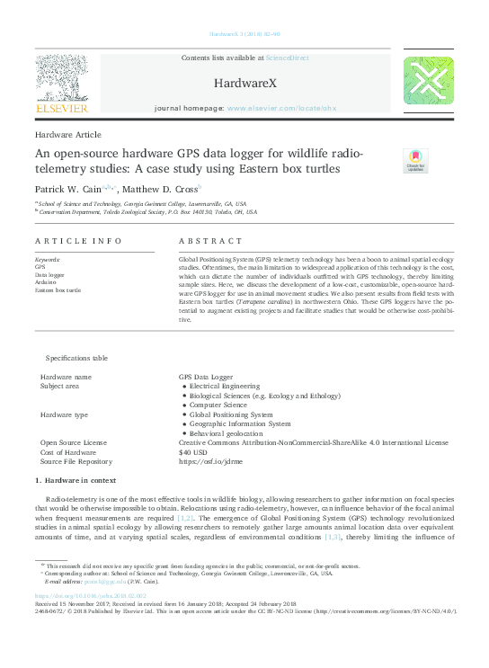 Pdf An Open Source Hardware Gps Data Logger For Wildlife
