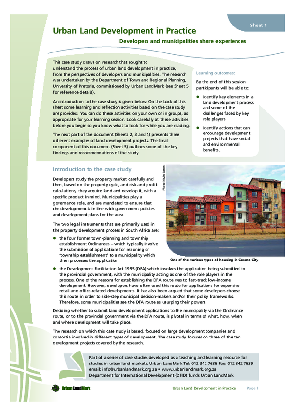 (PDF) Urban Land Development in Practice Developers and municipalities ...