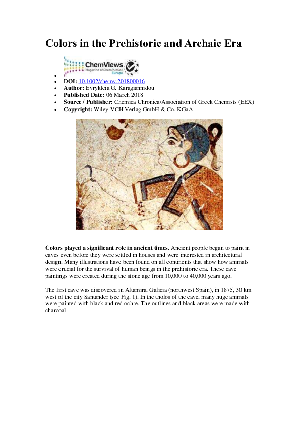 (PDF) Colors in the Prehistoric and Archaic Era