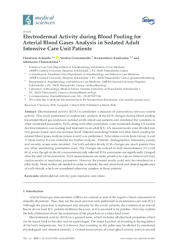 (PDF) Electrodermal Activity during Blood Pooling for Arterial Blood ...