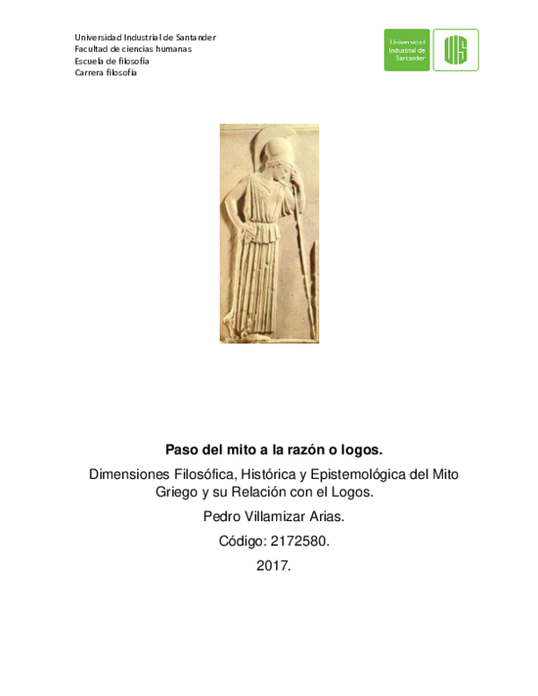 (DOC) Paso del mito a la razón o logos. Dimensiones Filosófica ...