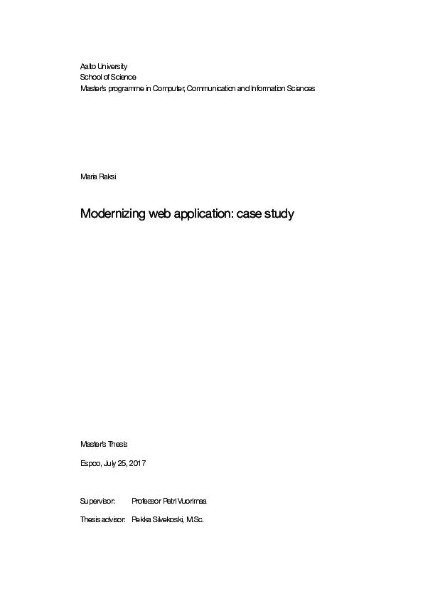 (PDF) Modernizing web application: case study