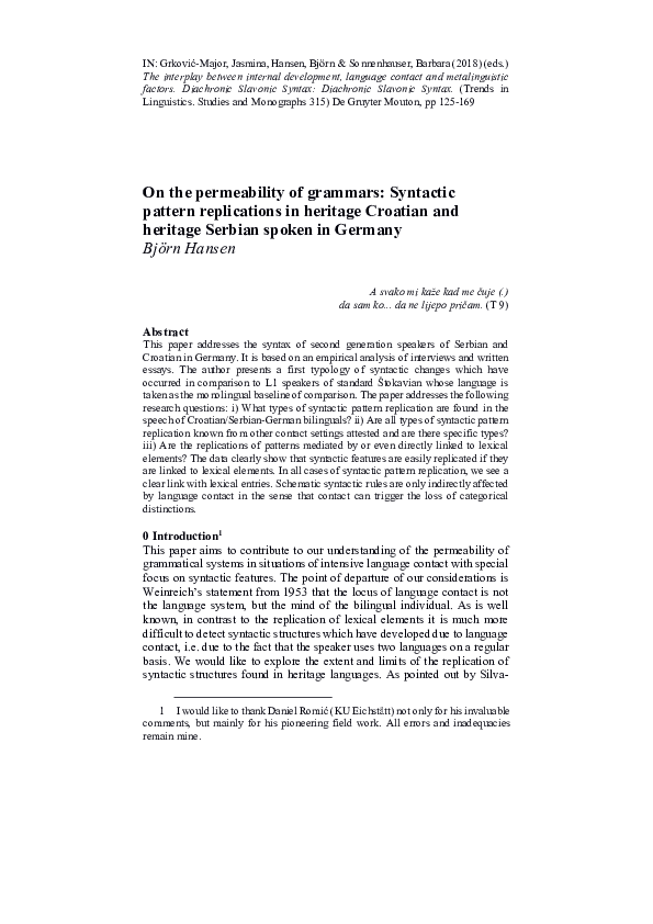 Pdf On The Permeability Of Grammars Syntactic Pattern Replications