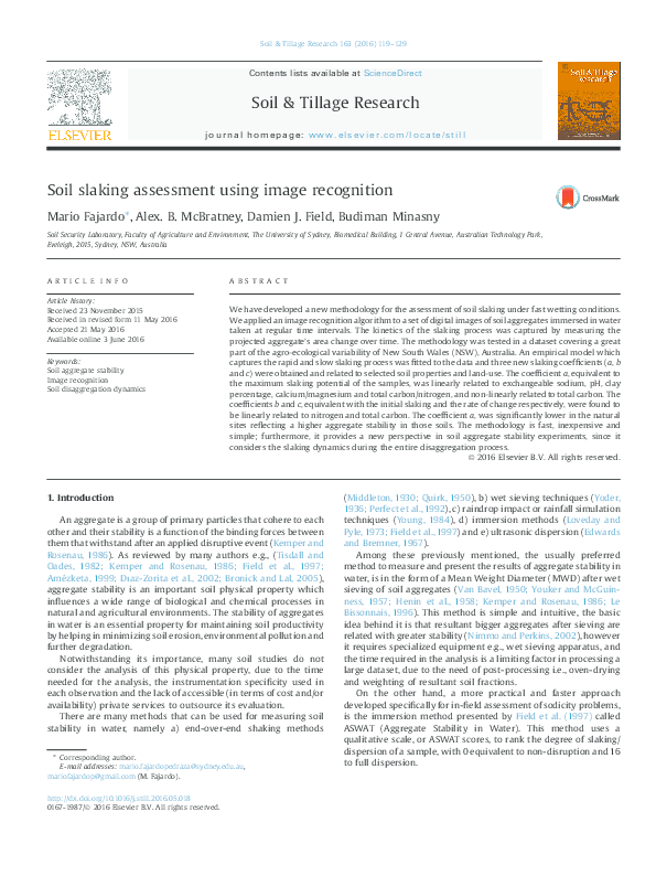 (PDF) Soil slaking assessment using image recognition