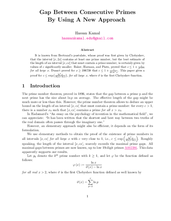 Pdf Gap Between Consecutive Primes By Using A New Approach