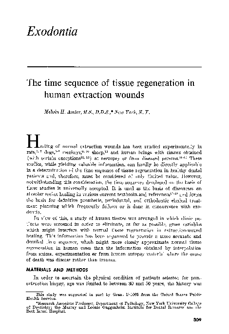 (PDF) Exodontia The time sequence of tissue regeneration in human ...
