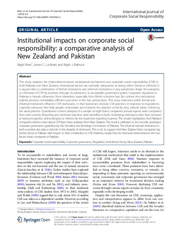 (PDF) Institutional impacts on corporate social responsibility: a ...