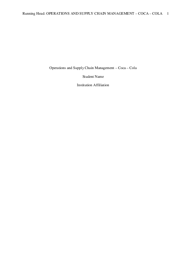 (DOC) Operations and Supply Chain Management - Coca-Cola.docx