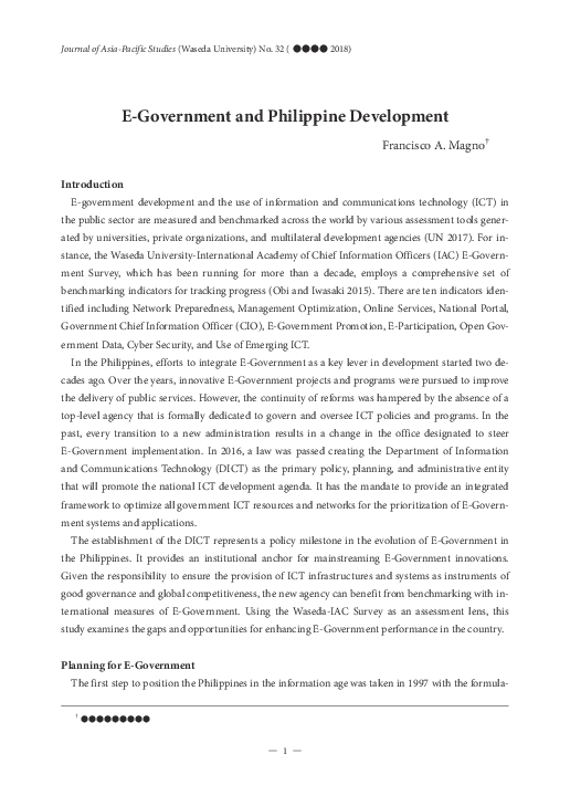 (PDF) E-Government and Philippine Development