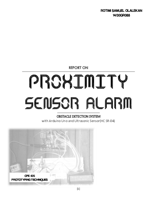(PDF) Proximity sensor alarm report
