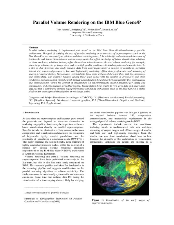 (PDF) Parallel volume rendering on the IBM Blue Gene/P | Robert Ross - Academia.edu