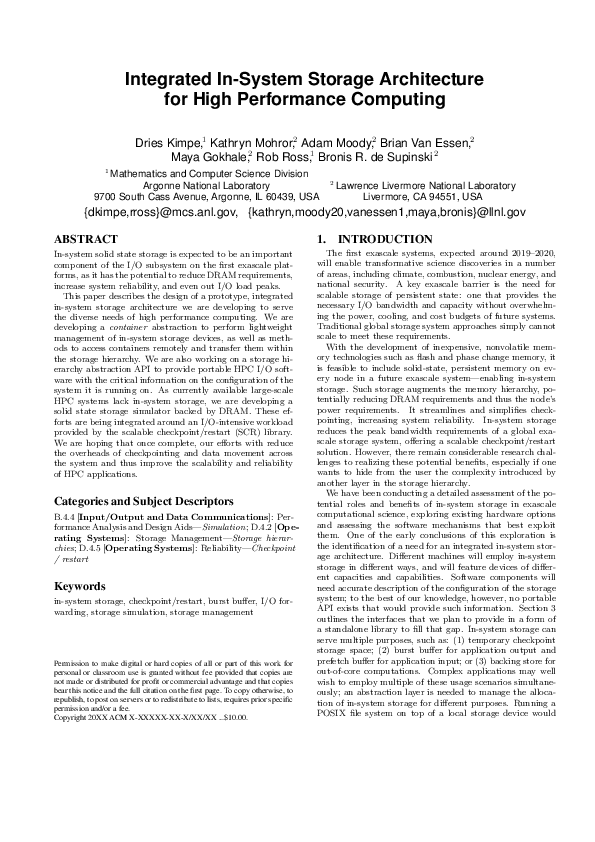 (PDF) Integrated in-system storage architecture for high performance ...