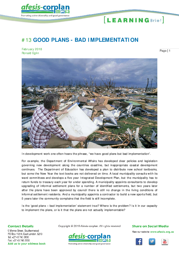 (PDF) Good Plans - Bad implementation
