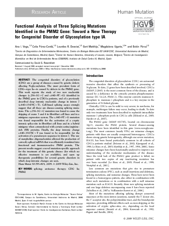 (PDF) Functional analysis of three splicing mutations identified in the ...