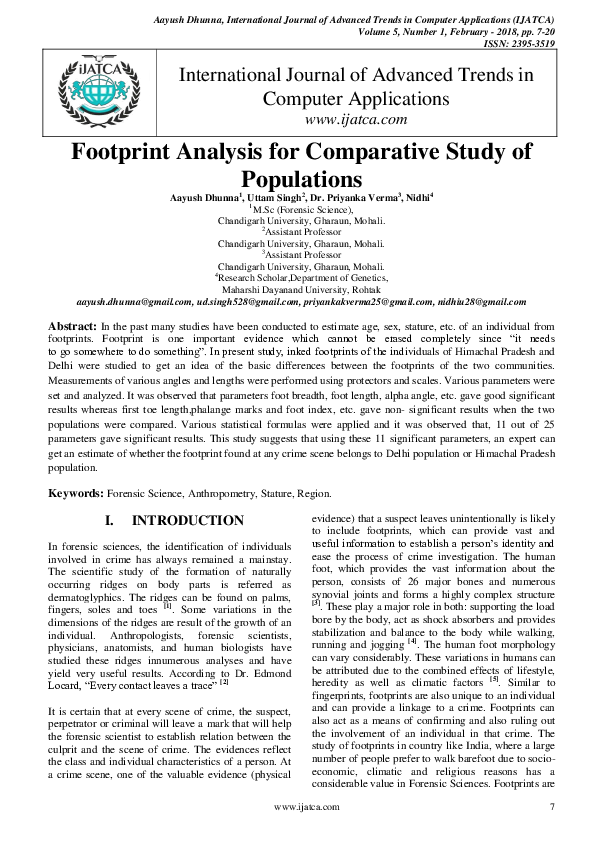 (PDF) Footprint Analysis for Comparative Study of Populations