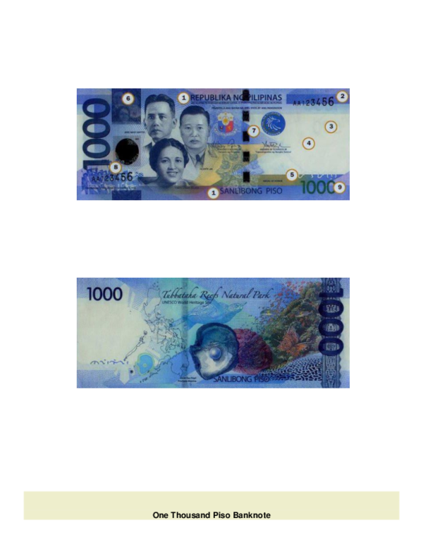 (DOC) One Thousand Piso Banknote New Generation Series