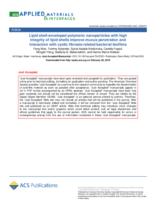 (PDF) Lipid shell-enveloped polymeric nanoparticles with high integrity ...