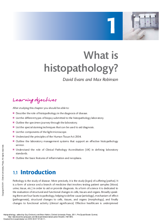 (PDF) What is histopathology? Learning objectives Learning objectives